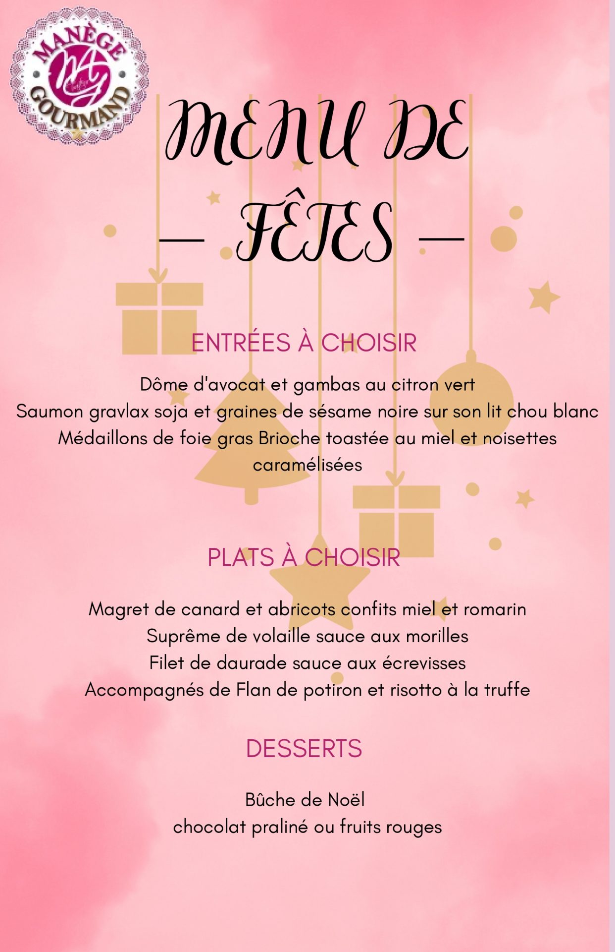 Menu De Fêtes - Manège Gourmand Traiteur